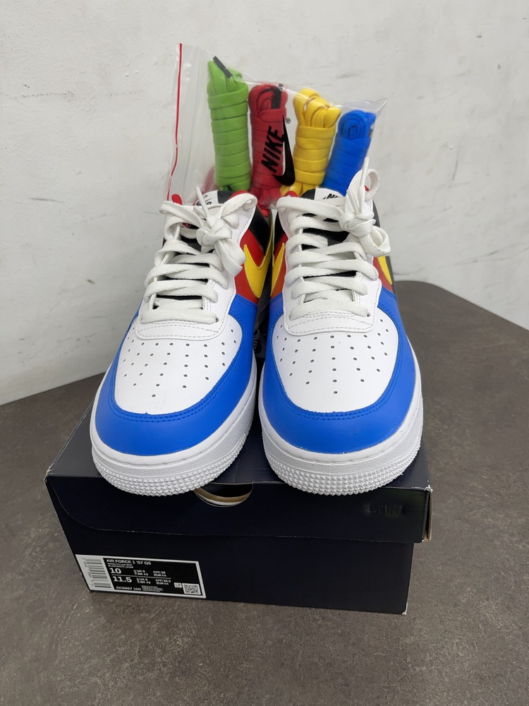 NIKE AIR FORCE 1 '07 QS"UNO" WHITE YELLOW ZEST UNIVERSITY RED SIZE 10 ...